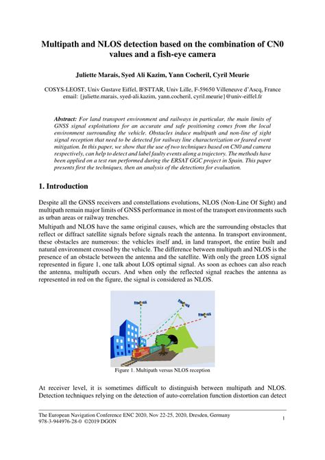 PDF Multipath And NLOS Detection Based On The Combination Of CN Values And A Fish Eye Camera