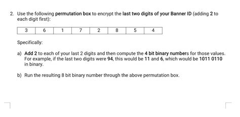 Solved Use The Following Permutation Box To Encrypt The Last
