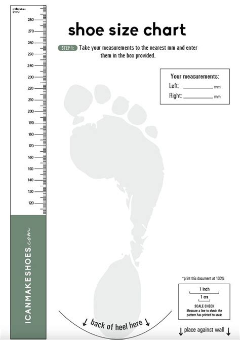 Free Foot Measuring Printable Size Chart Guide Printables For Everyone