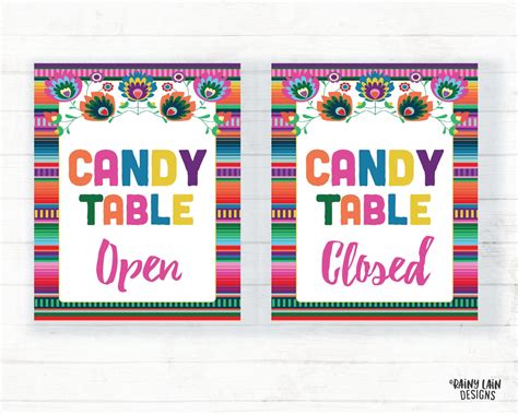 Fiesta Candy Table Sign Candy Table Open Candy Table Closed Etsy