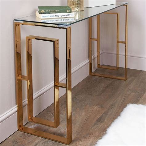 Plaza Gold Contemporary Clear Glass Console Display Table Picture