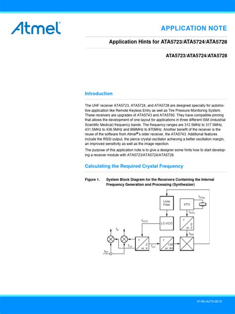 Atmel 9118 Application Hints For Ata5723 Ata5724 Ata5728 Application