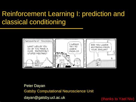 Ppt Reinforcement Learning I Prediction And Classical Conditioning