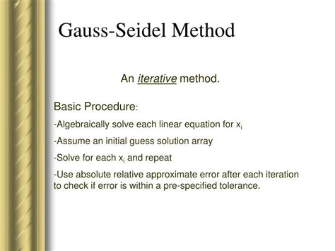 PPT Gauss Seidel Method PowerPoint Presentation Free Download ID