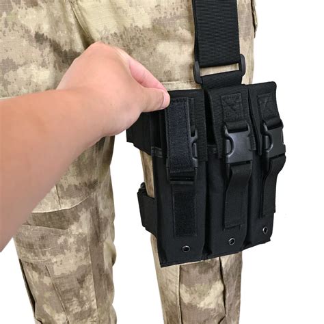전술 퀵 릴리스 Mp5 Mp7 드롭 레그 트리플 매거진 파우치 매그 백 홀더 카트리지 클립 파우치 에어소프트 밀리터리