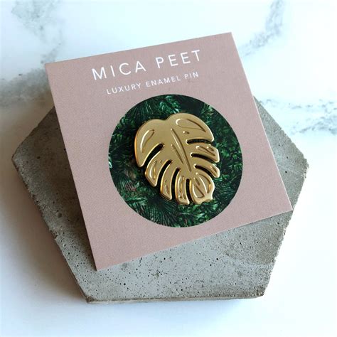 Gold Monstera Enamel Pin House Plant Brooch Pin Mica Peet