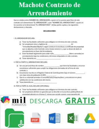 Contrato De Arrendamiento 【 Ejemplos Y Formatos 】word Pdf