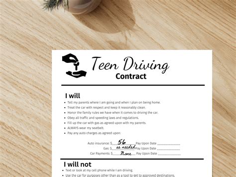 Teen Driving Contract Template Digital Download Driving Contract Pdf