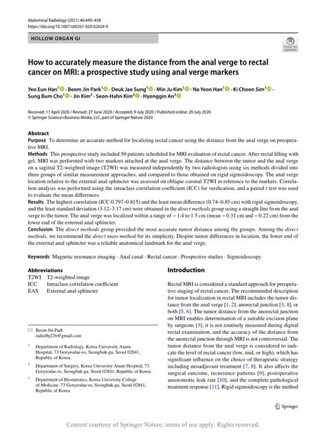 How To Accurately Measure The Distance From The Anal Verge To Rectal