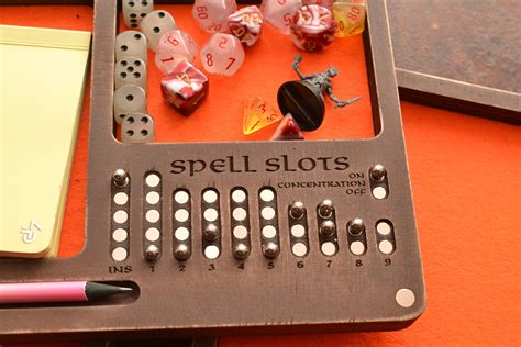 Pro100wood Dandd Wooden Dice Tray And Tablet Holder With Magnetic Spell Slot Tracker Etsy