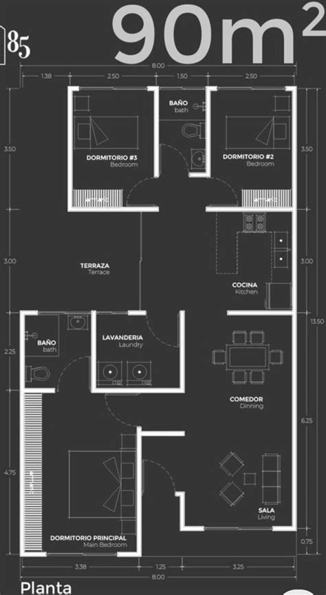 Plano De Departamento Con 3 Dormitorios Y 2 Baños