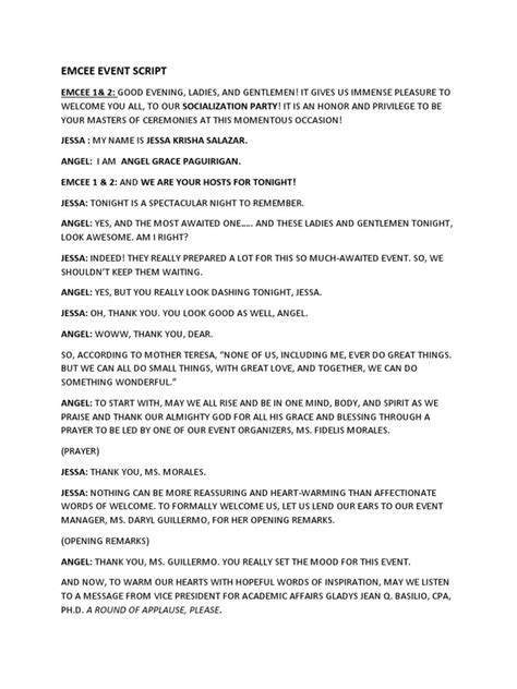 Emcee Event Script Pdf