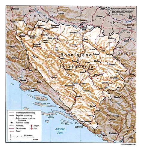 Administrative And Relief Map Of Bosnia And Herzegovina Bosnia And Herzegovina Administrative
