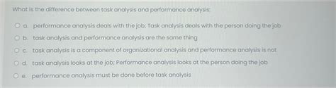 Solved What Is The Difference Between Task Analysis And