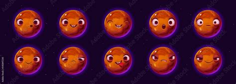 cute planet character emoji set cartoon ui space game cosmic object