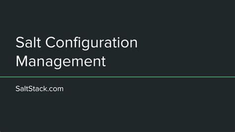 Saltstack Configuration Management Ppt