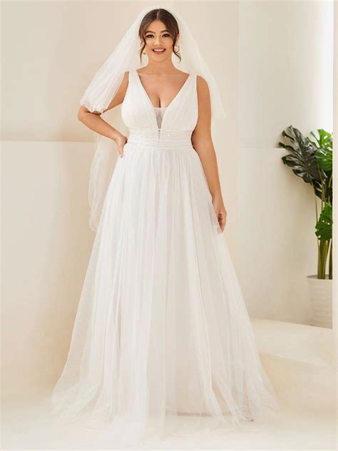 Empire Waist Illusion Sleeveless Lace Tulle A Line Wedding Dress Ever