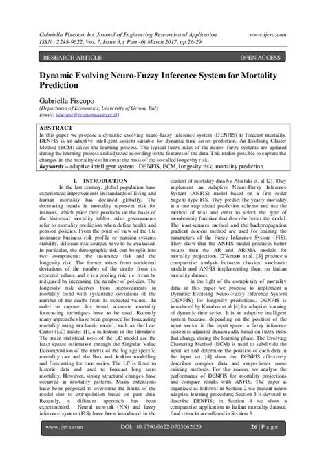 Pdf Dynamic Evolving Neuro Fuzzy Inference System For Mortality Prediction