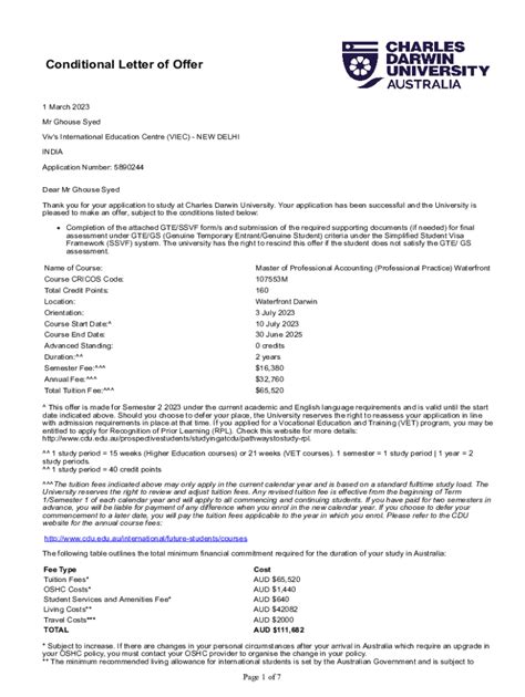 Fillable Online Conditional Letter Of Offer Fax Email Print Pdffiller