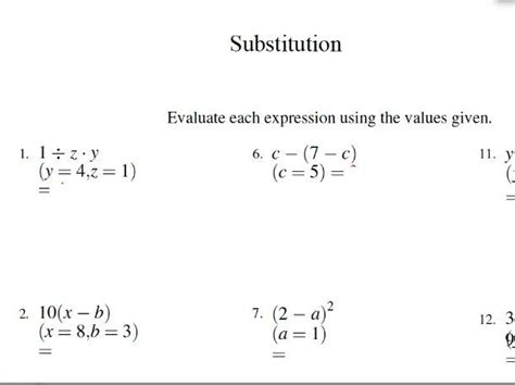 Gcse Mathematics Worksheet Substitution Teaching Resources