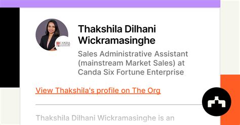 Thakshila Dilhani Wickramasinghe Sales Administrative Assistant Mainstream Market Sales At