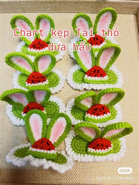 Kẹp Tóc Tai Thỏ Dưa Hấu Hướng Dẫn đan Móc Kẹp Thỏ Kẹp Tóc Len