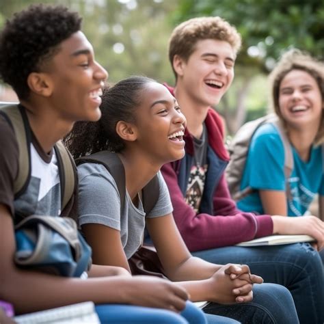 Premium Photo Group Of Diverse Teenagers Laughing And Talking Outside