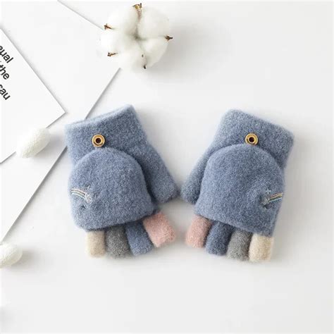 Badu Bg Сладки анимационни детски плетени ръкавици с пет пръста Плюшени бебешки ръкавици Деца