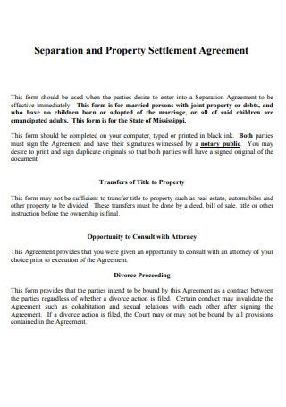 10 Free Property Settlement Agreement Samples To Download