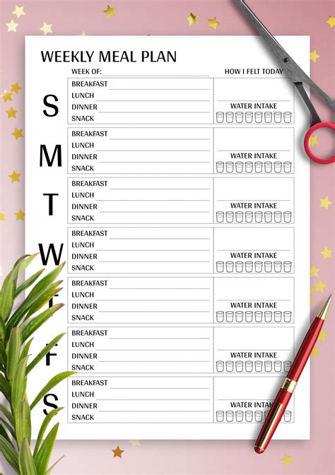 Sample Download Printable Weekly Meal Plan Template Pdf Weekly Food