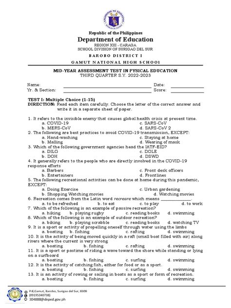 Mid Year Assessment Template Pdf