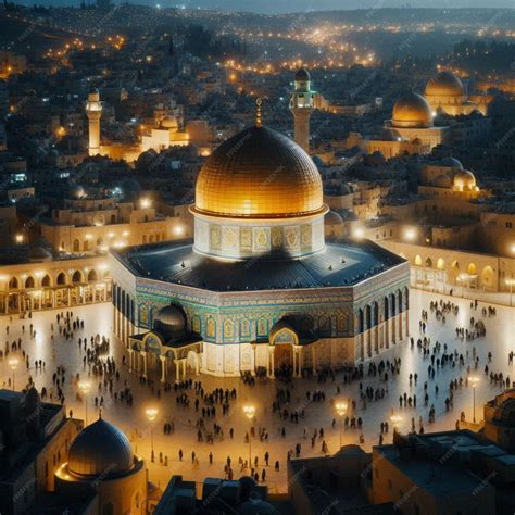 Masjid Al Aqsa Night View Free Download Black Gombuj Palestine Masjid