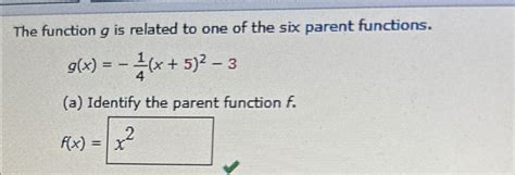 Solved The Function G Is Related To One Of The Six Parent Chegg
