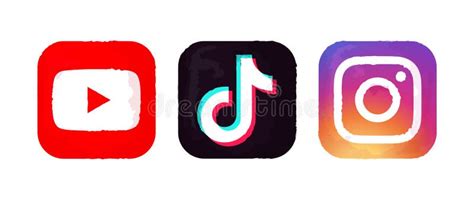 Tiktok And Instagram Mobile Apps Icons With Reflection Vector