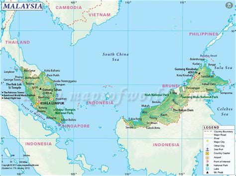 Malaysia Is Separated Into Peninsula Malaysia And East Malaysia Part Of Borneo In Green