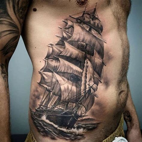 Pirate Ship Tattoo Chest