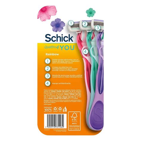 Rastrillos Schick Quattro 4 You 4 Hojas 3 Piezas Chedraui