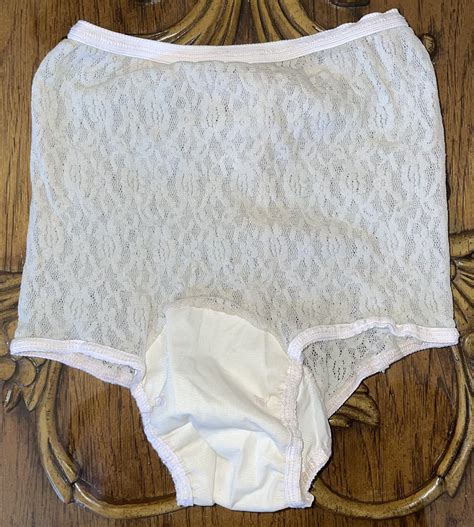Vintage Rear Seam 1970s Modess Lace Sanitary Panties W Plastic Lined