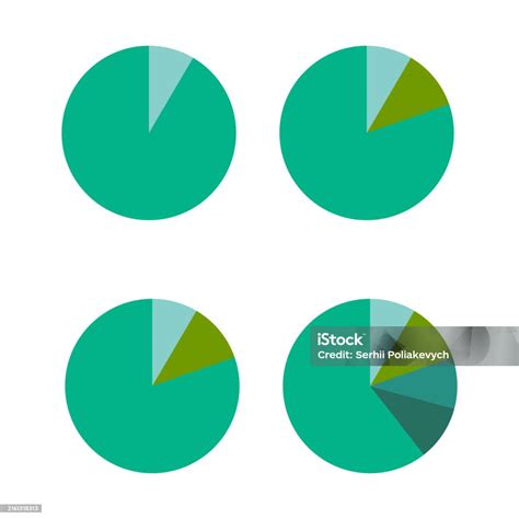 Vector Pie Charts Data Visualization Colorful Segments Statistical Analysis Stock Illustration