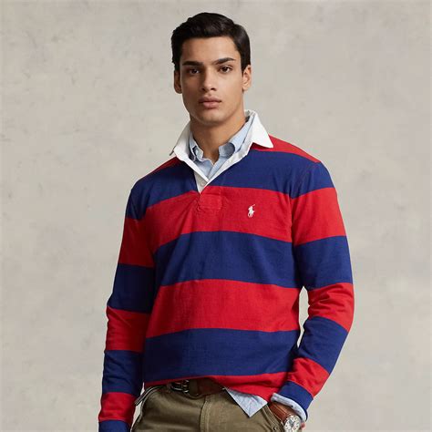 Polo Ralph Lauren Classic Fit Striped Jersey Rugby Shirt In Rl 2000 Red