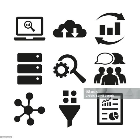 Data Analytics Icons Set On White Background Stock Illustration Download Image Now