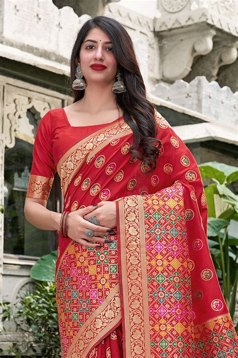 Buy Crimson Red Banarasi Patola Saree 45846 Online Karagiri
