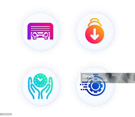 안전한 시간 아래로 스크롤 및 주차 차고 아이콘 세트 서 타이머 사인 관리 스 와이프 화면 자동 문 벡터 공연에 대한 스톡 벡터 아트 및 기타 이미지 Istock