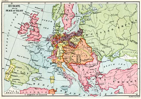 Map Of Europe After The Peace Of Tilsit In 1807 From A Short History