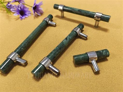 Green Marble Drawer Knobs Pullssilver Chrome Green Stone Dresser Handlekitchen Cabinet Door