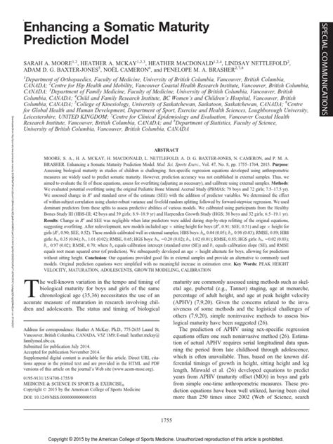 enhancing a somatic maturity prediction model 25 pdf regression