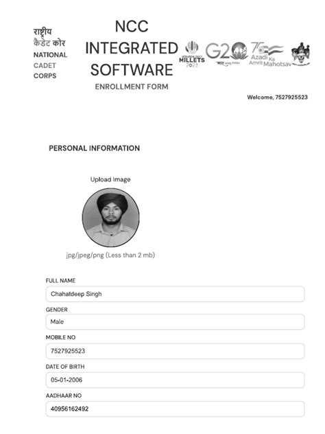 Ncc Enrollment Sample Pdf