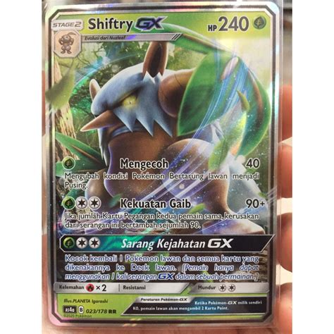Pokemon Shiftry Gx Rr Indonesia Holo Card Shopee Malaysia
