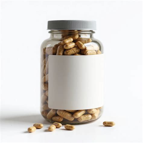 Realistic Jar Of Supplement Made From Dried Pig Thyroid Generic Label