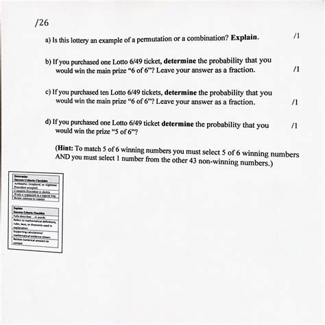 Solved 26 A Is This Lottery An Example Of A Permutation Or Chegg Com